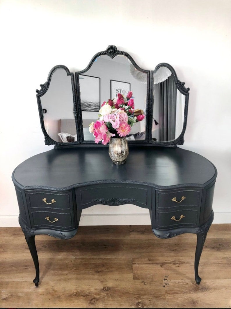 Olympus Dressing Table, Dark Grey,vanity Table,french Furniture ...