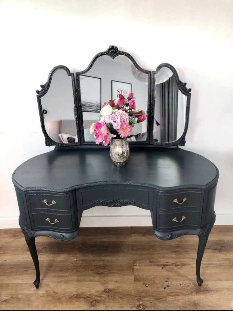 Olympus Dressing Table, Dark Grey,vanity Table,french Furniture ...