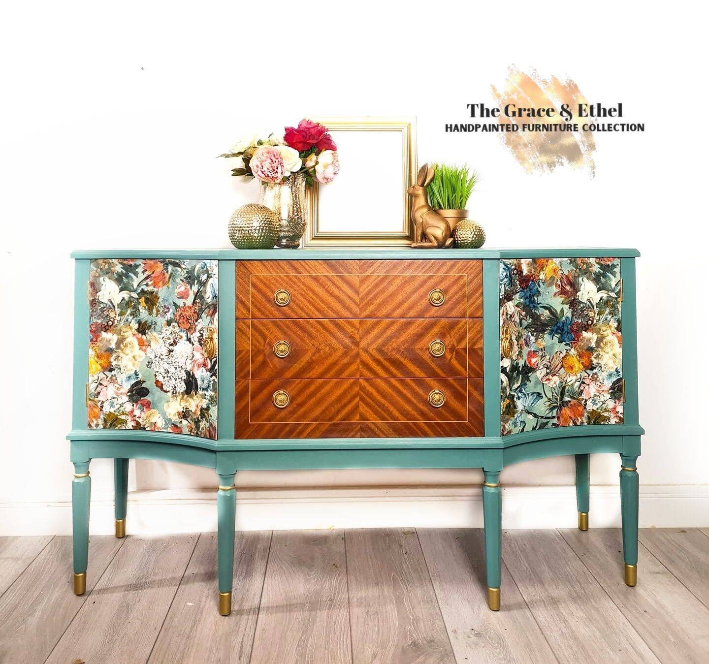 Vintage Strongbow Sideboard Teal Buffet Drinks Cabinet Sideboard Etsy UK