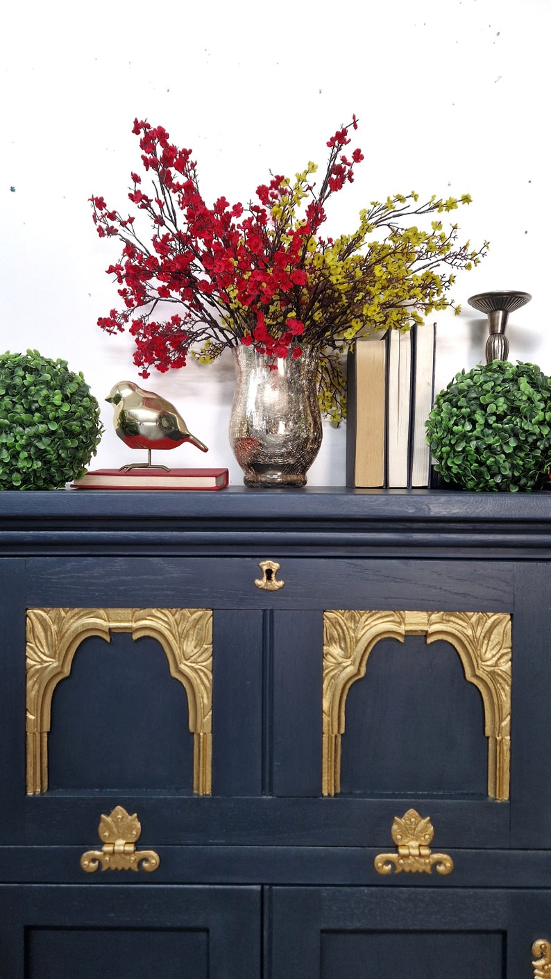 Navy and Gold Sideboard, Drinks Cabinet, Navy Furniture, Cocktail ...