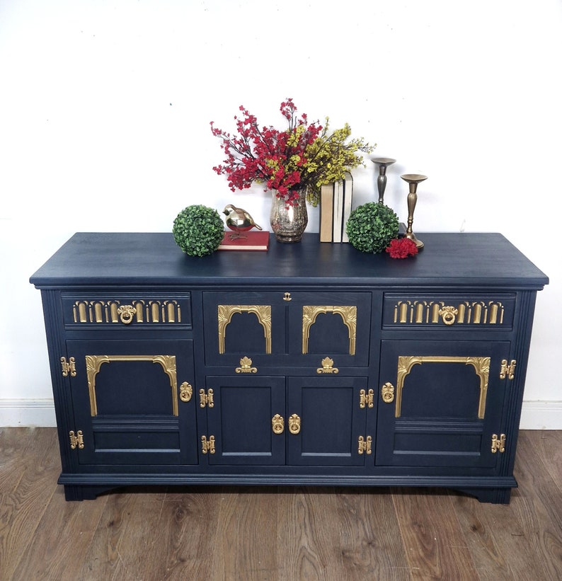 Navy and Gold Sideboard, Drinks Cabinet, Navy Furniture, Cocktail ...