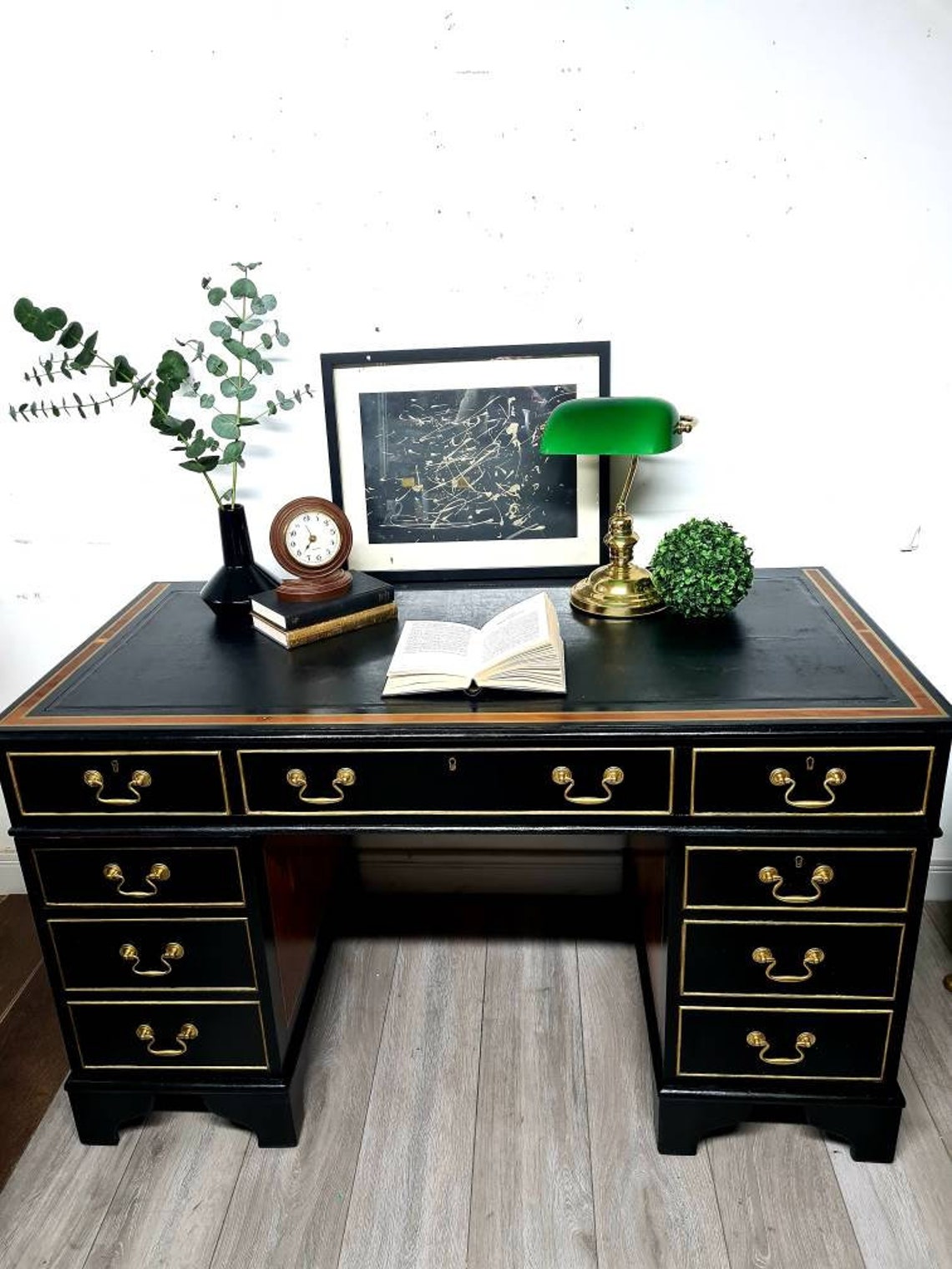 Captains Desk in Black and Gold - Etsy UK