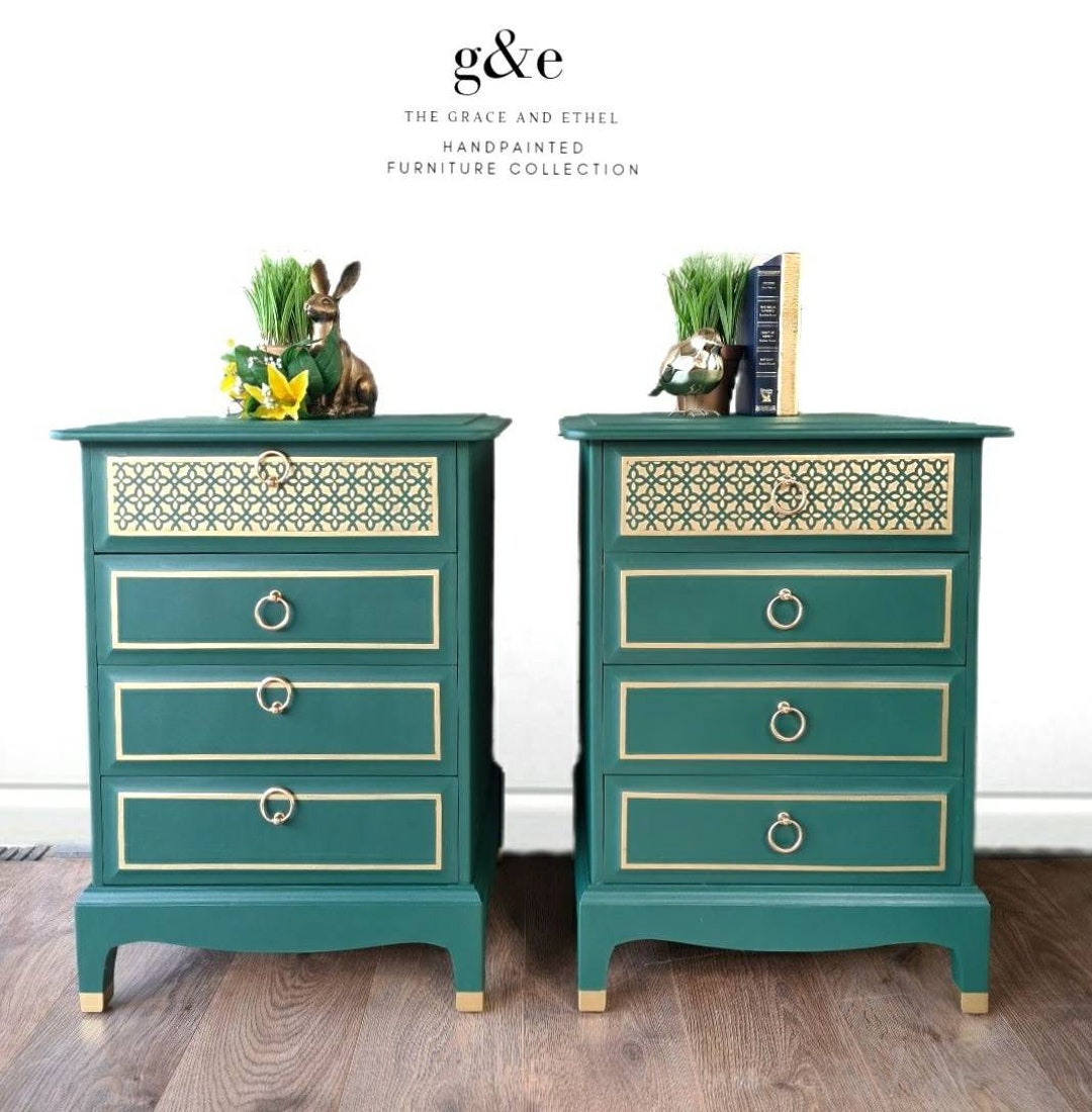 Sold Commission Available Stag Minstrel Bedside Table, Green Furniture ...