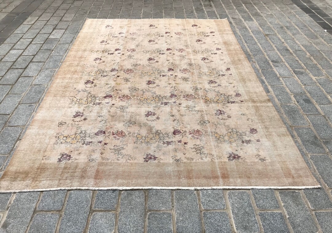 Old Rug.7.x.10 Ft.vintage Turkish Rug.boho Decor Rug.overdyed Area Rug ...