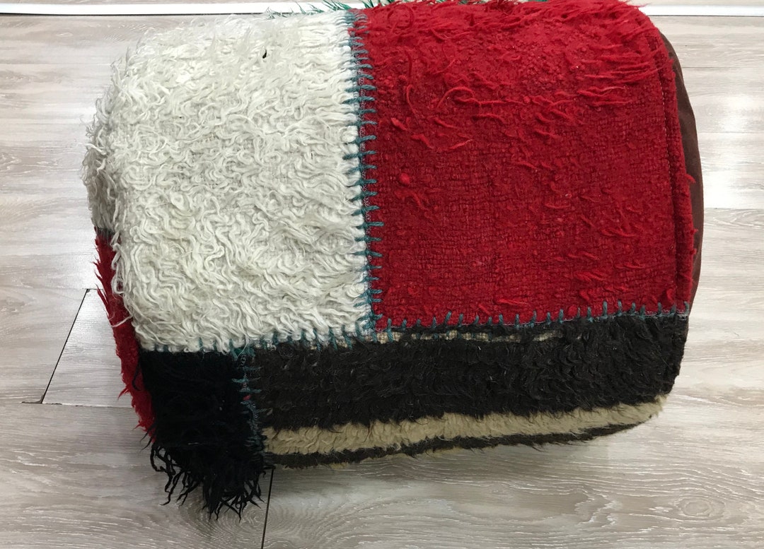 Living Room Pouf Hand Made Rug Pouf Clorful Pouf Rainbuw Pouf Berber ...