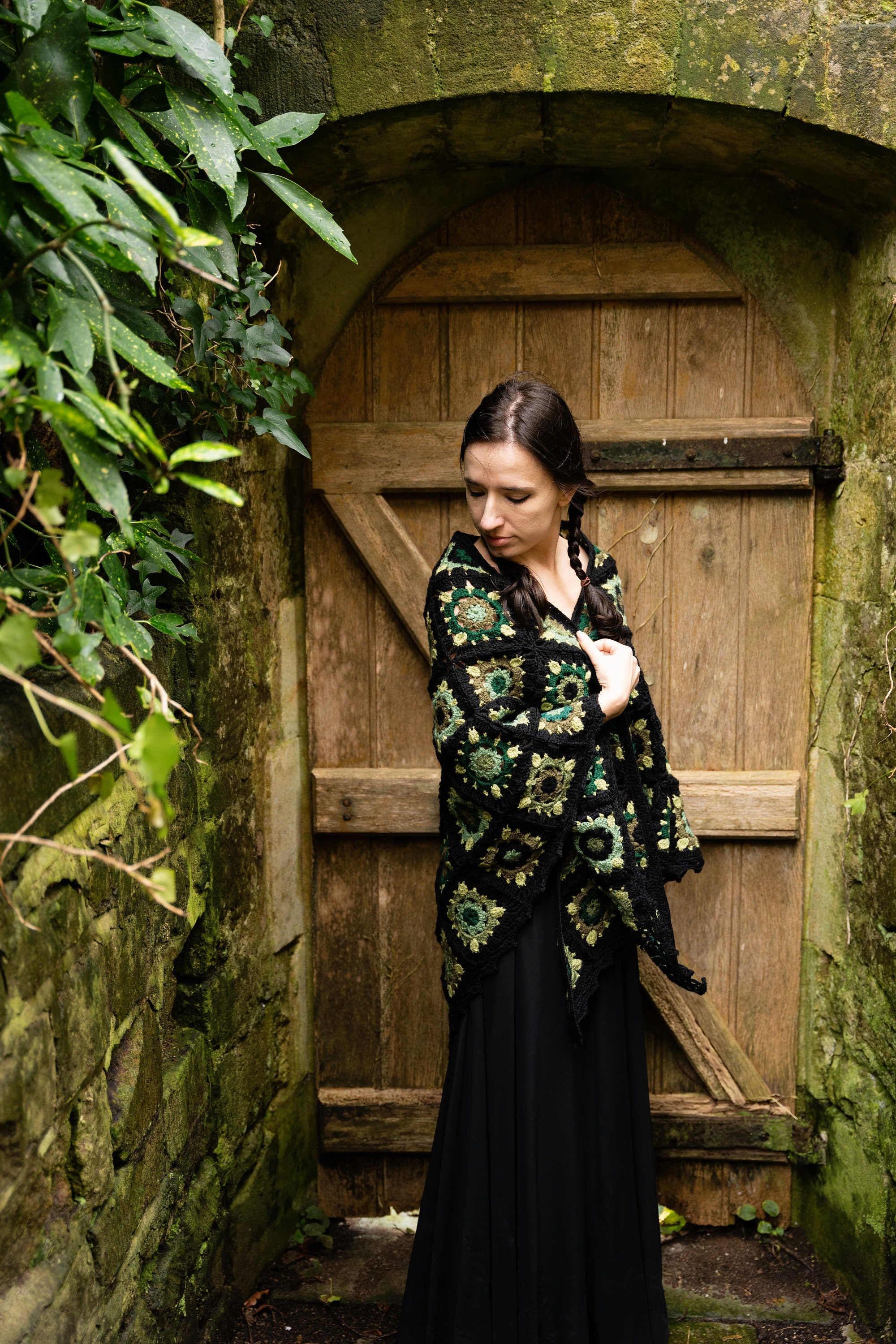 Celtic Pagan Shawl Irish Green Black Blanket Shawl Spring Cottagecore ...