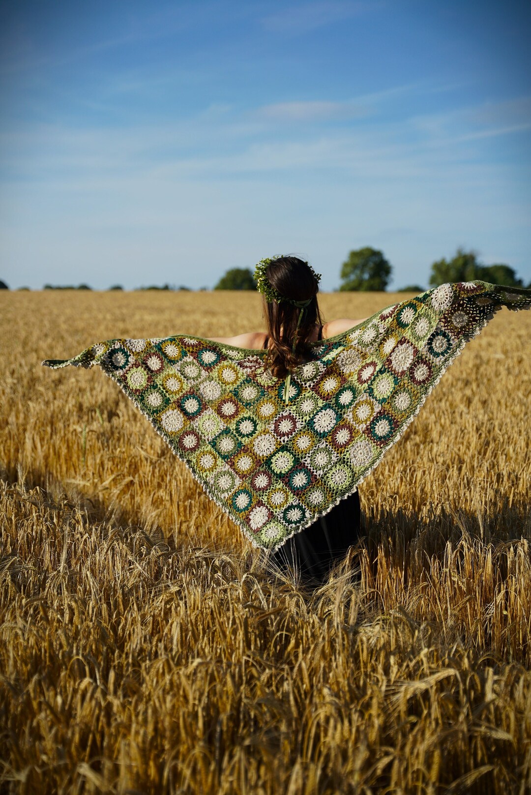 Shawl Hedgewitch Green Magick Pagan Greens GOLD Corn Spirit Nature ...