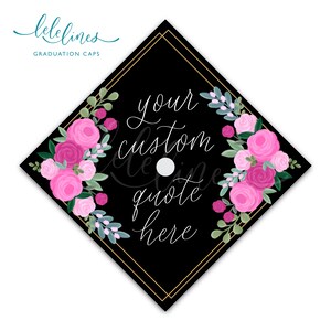 Pink Flowers Printed Graduation Cap Topper / Floral Custom Grad Cap ...