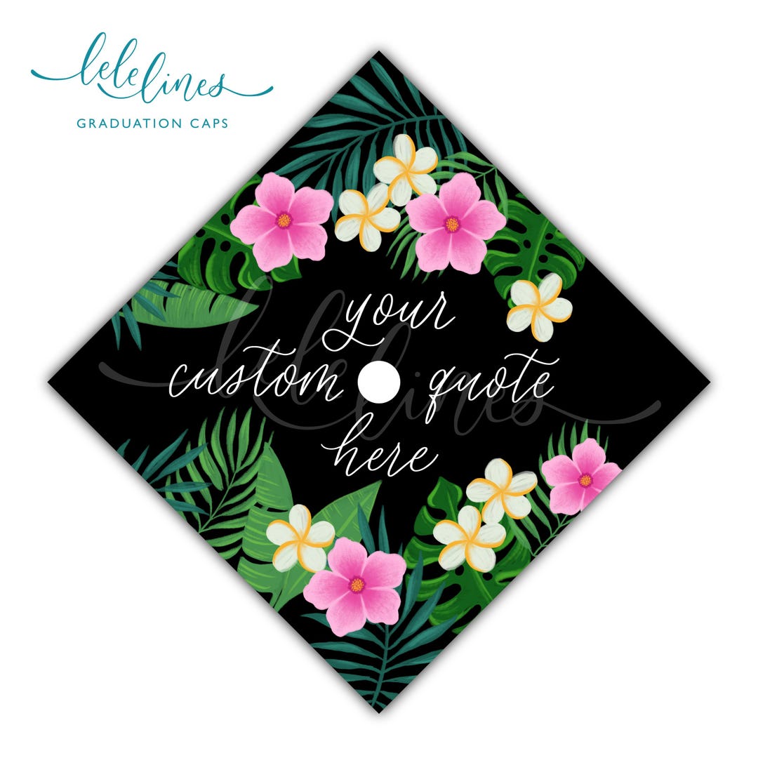 Tropical Flowers Printed Graduation Cap Topper / Hawaiian Floral Grad ...