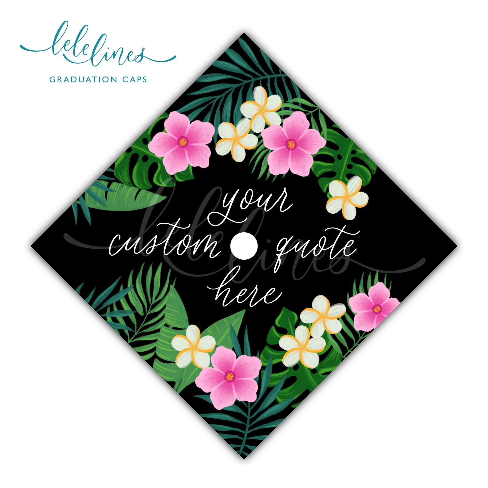 Tropical Flowers Printed Graduation Cap Topper / Hawaiian Floral Grad ...