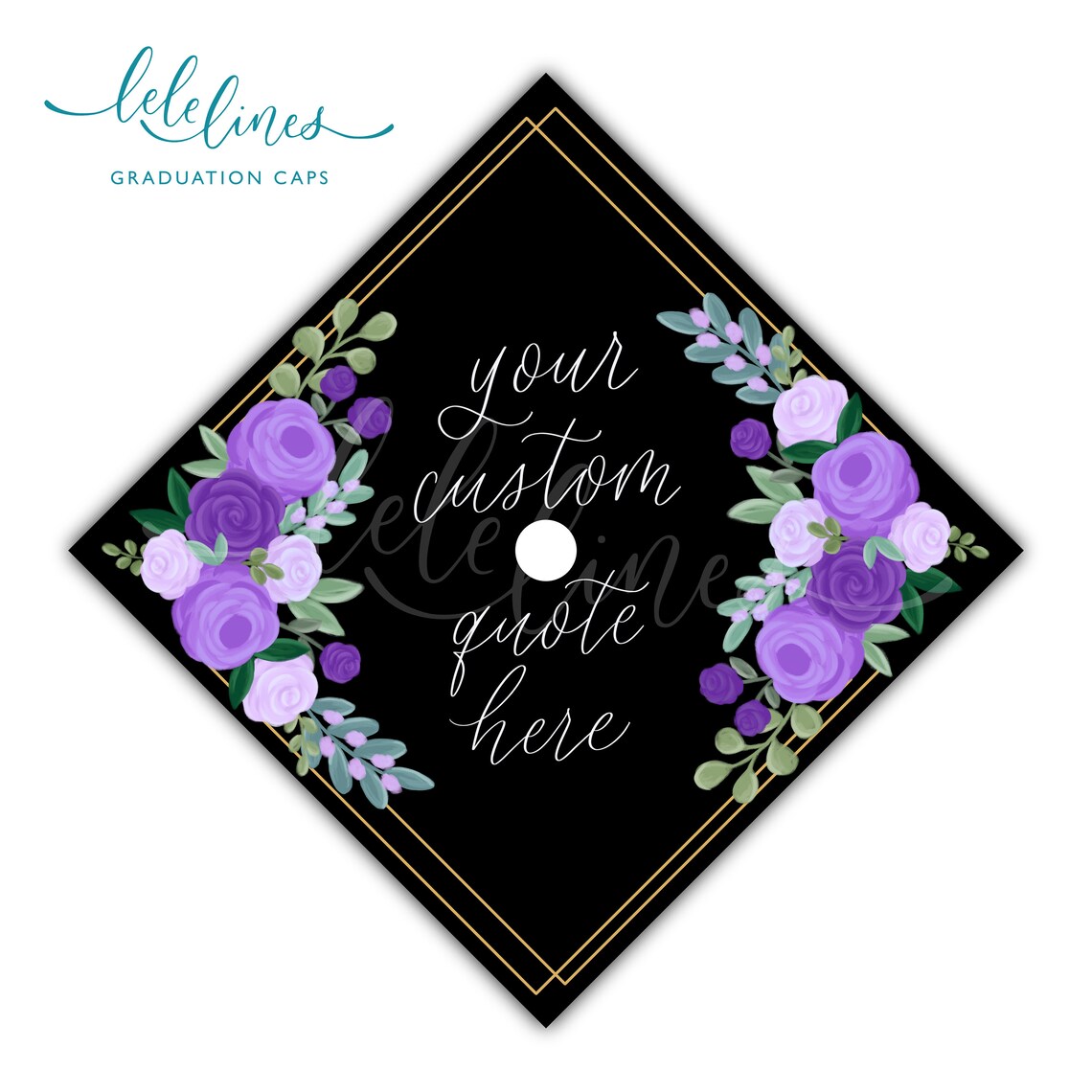 Purple Flowers Printed Graduation Cap Topper / Custom Grad Cap Topper ...