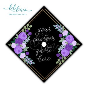 Purple Flowers Printed Graduation Cap Topper / Custom Grad Cap Topper ...