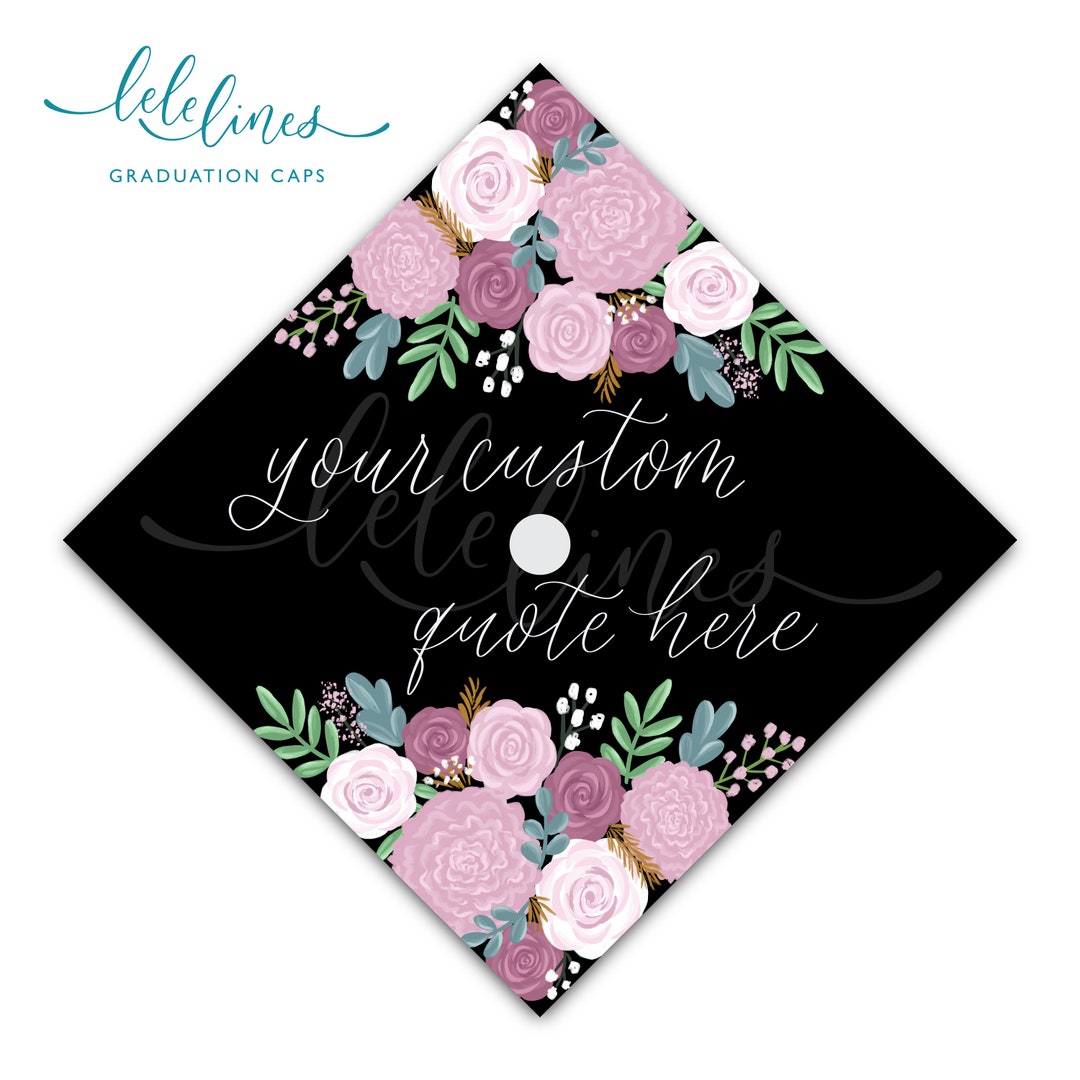 Printed Graduation Cap Topper / Floral Custom Grad Cap Topper / Flowers ...