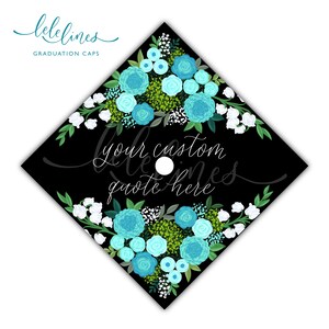 Blue Floral Printed Graduation Cap Topper / Custom Grad Cap Topper ...