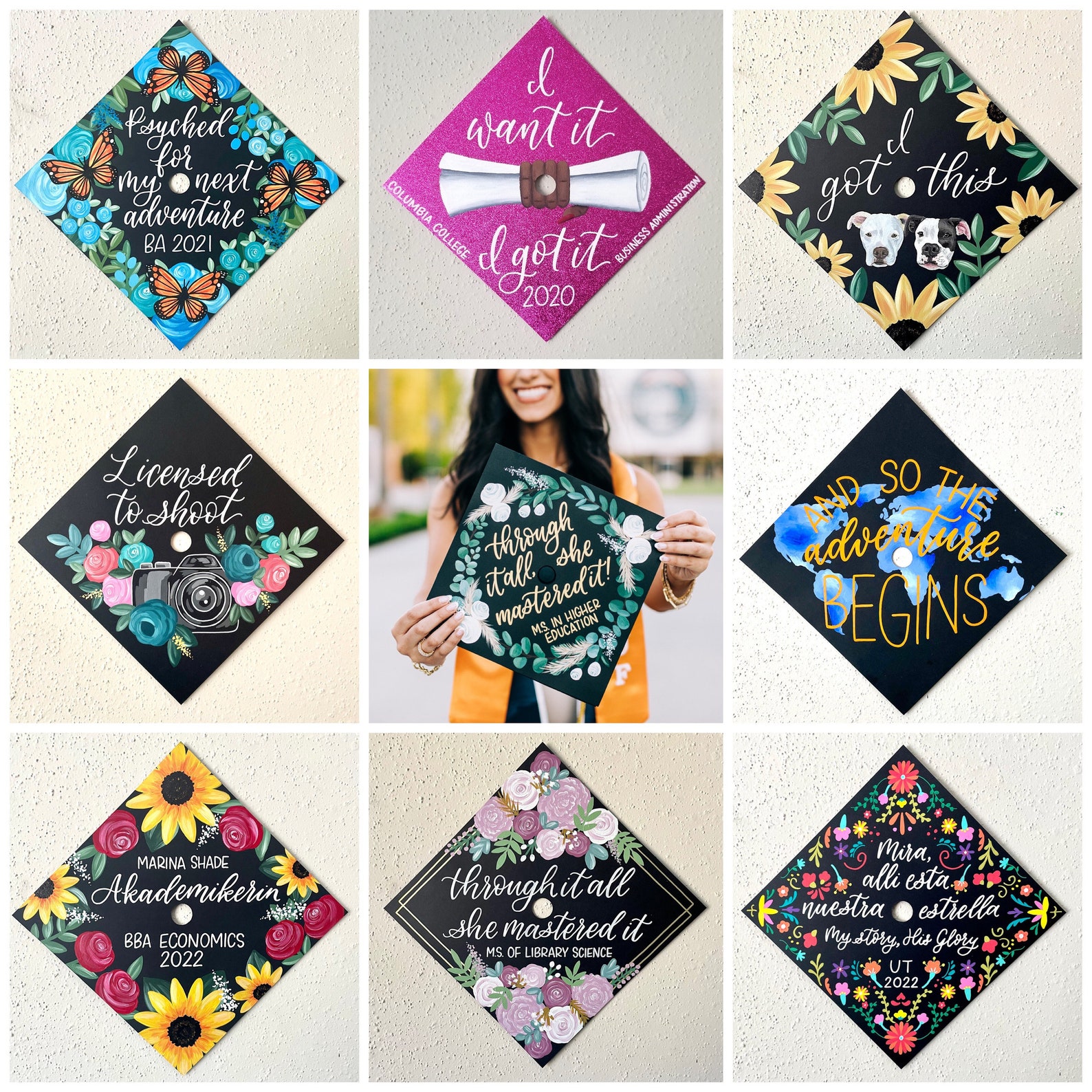 Custom Graduation Cap Hand-painted Graduation Cap - Etsy