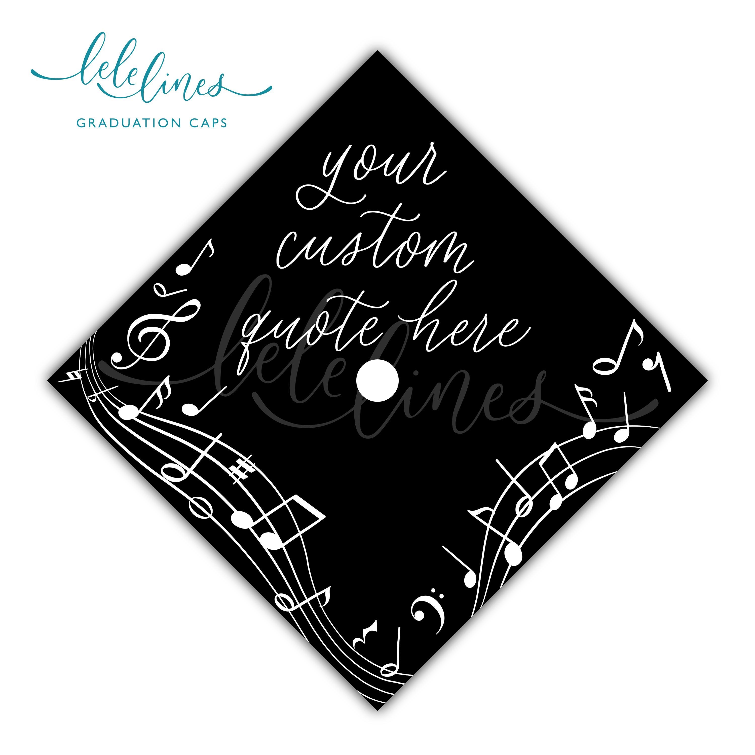 Music Printed Graduation Cap Topper / Music Notes Custom Grad Cap ...