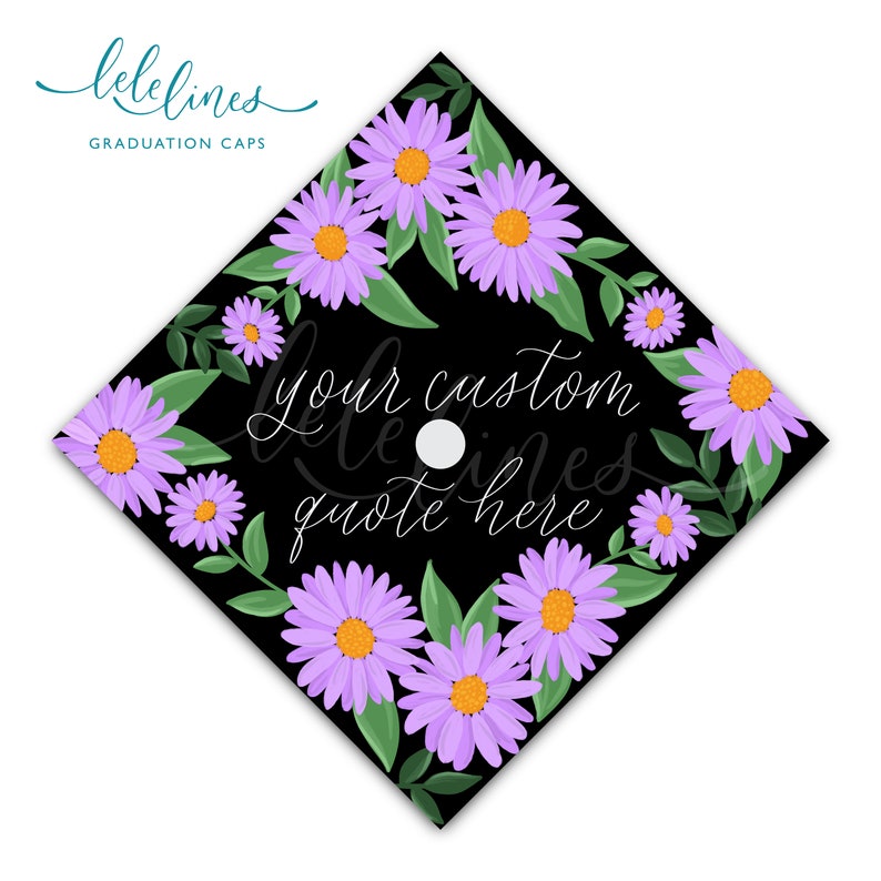 Daisies Printed Graduation Cap Topper / Daisy Floral Custom Grad Cap ...