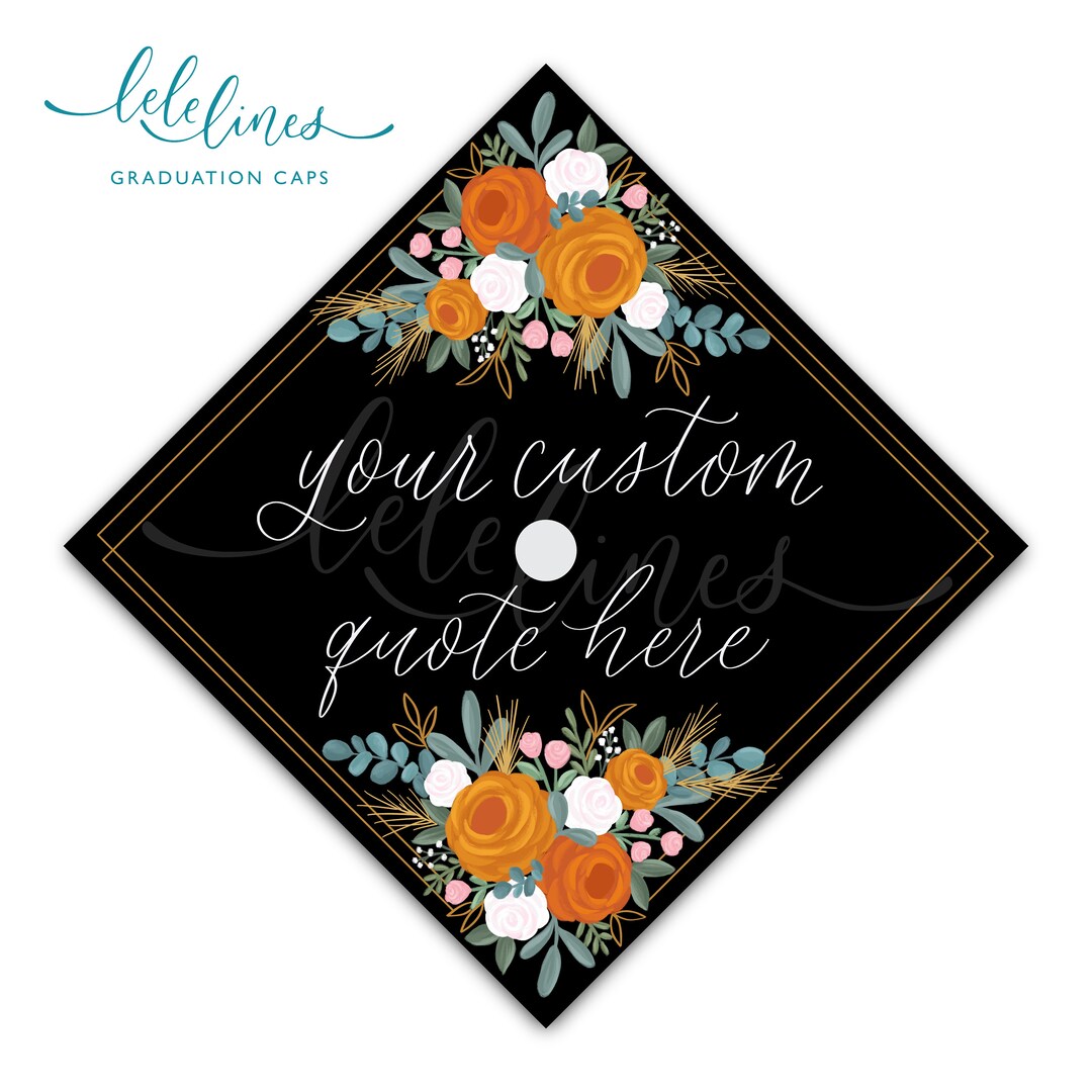 Printed Graduation Cap Topper / Floral Custom Grad Cap Topper / Flowers ...