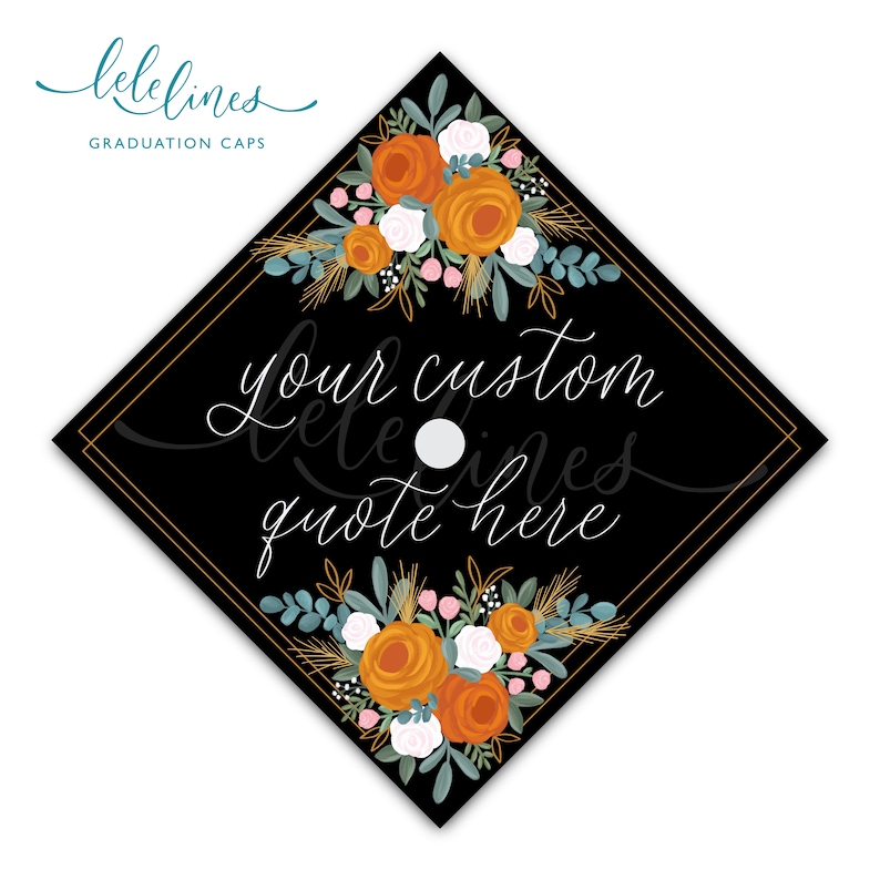 Printed Graduation Cap Topper / Floral Custom Grad Cap Topper / Flowers ...