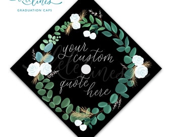 Printed Graduation Cap Topper / Floral Custom Grad Cap Topper / Flowers ...