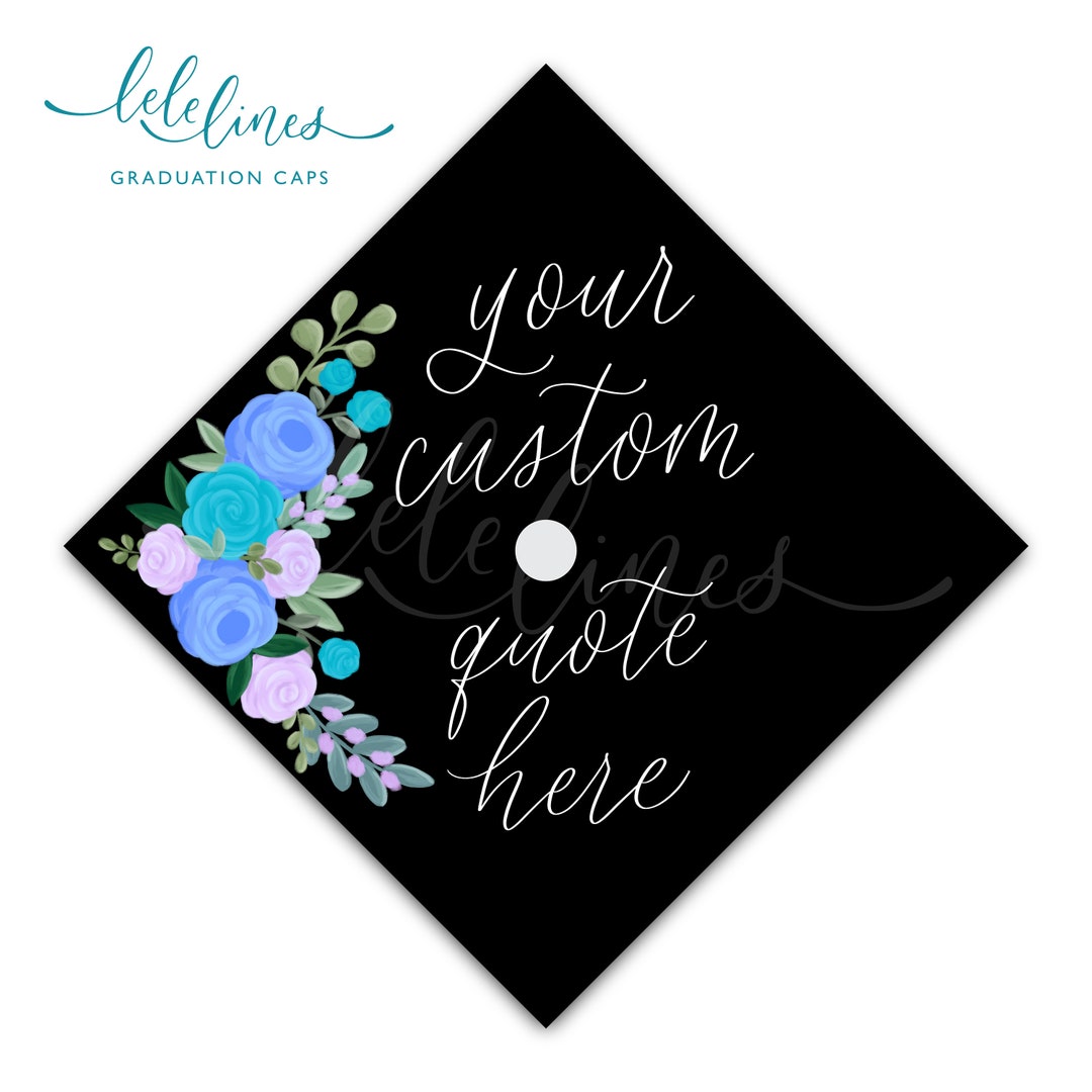 Floral Printed Graduation Cap Topper / Custom Grad Cap Topper ...