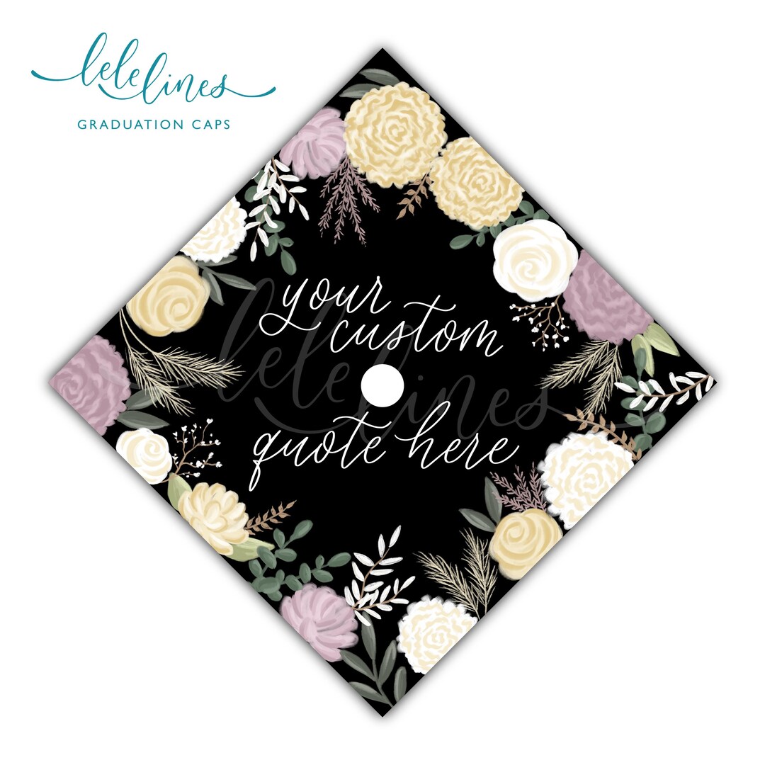 Boho Flowers Printed Graduation Cap / Floral Custom Grad Cap Topper ...