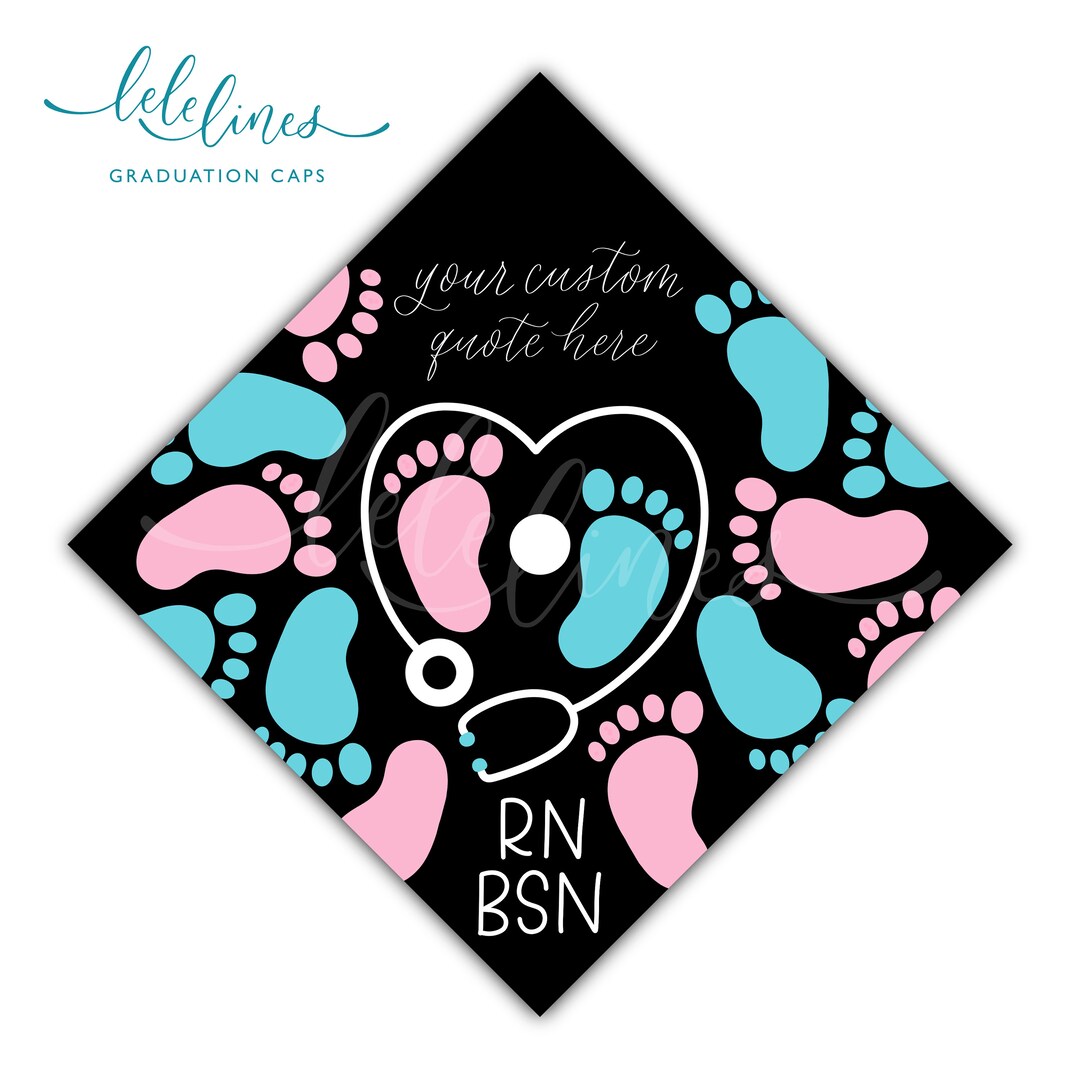 Nursing Grad Cap Topper, Custom Hand-lettered Printed Graduation Design ...