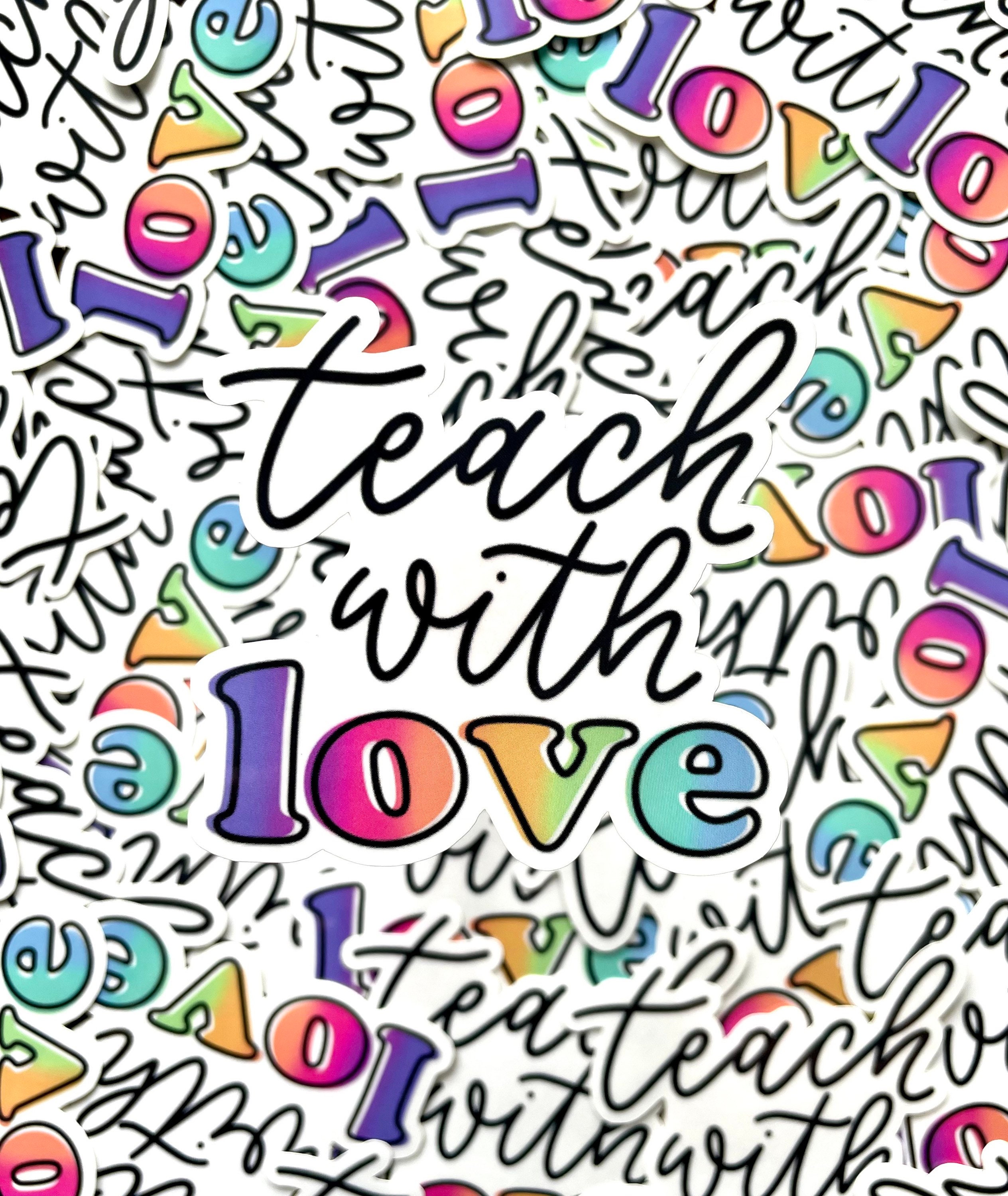 Teach With Love Sticker, Teacher Sticker, Teaching Sticker | Water ...