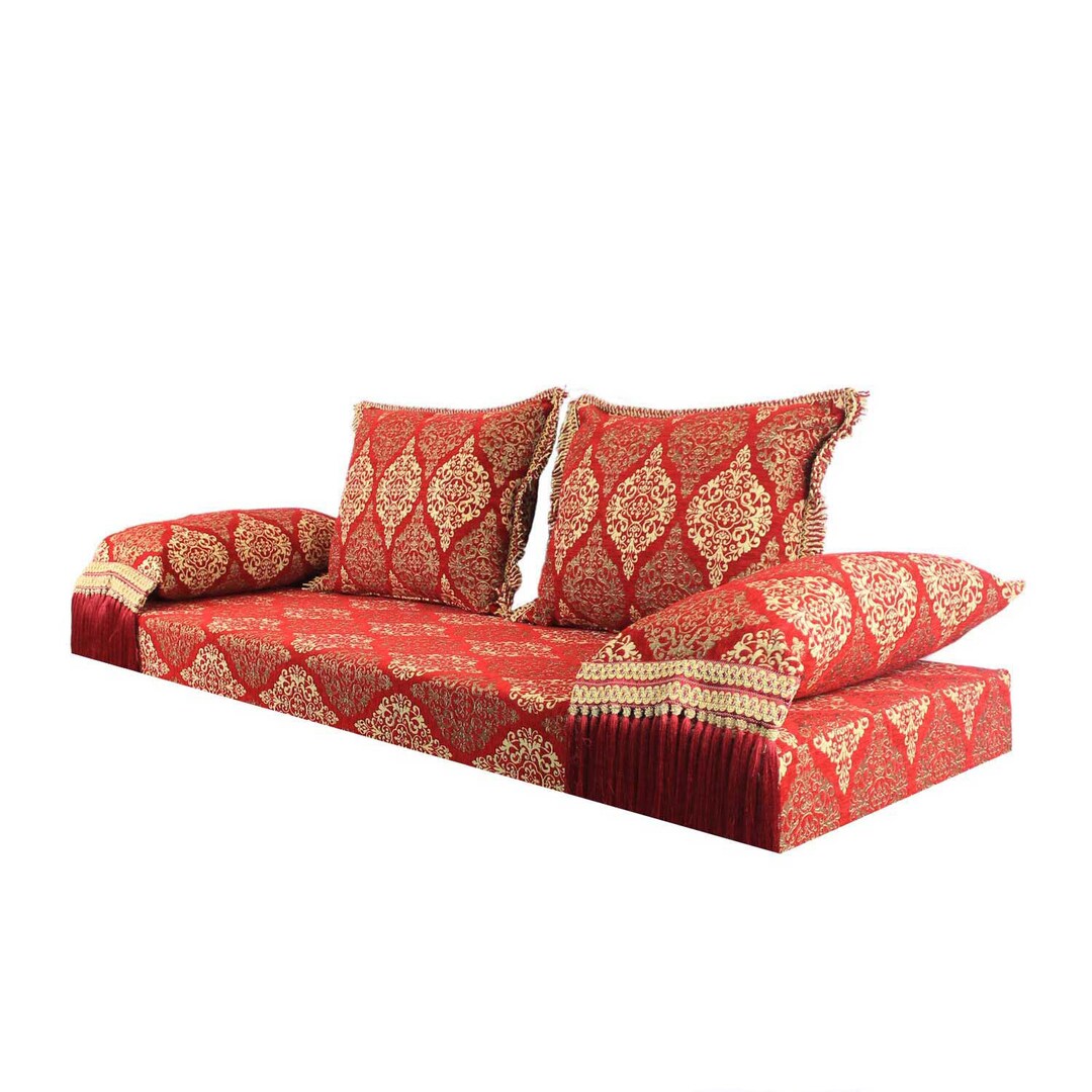 Oriental Sofa Salma Red 15 5-piece With Filling Back and Back Cushions ...