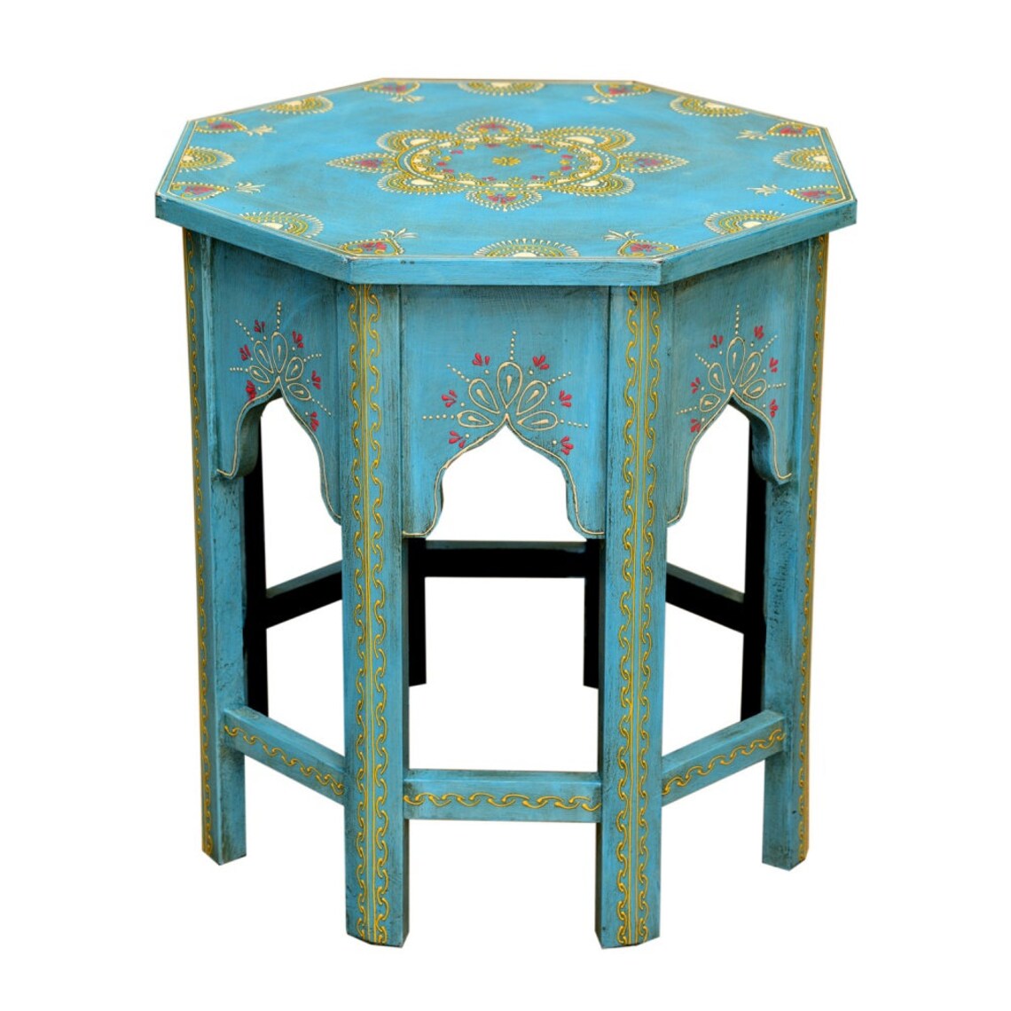 Oriental Side Table Saada Blue M Hand Painted Ø29cm Height - Etsy UK