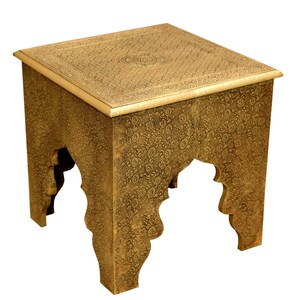 Moroccan Side Table Ilias Antique Gold Look Covered With Wood - Etsy UK