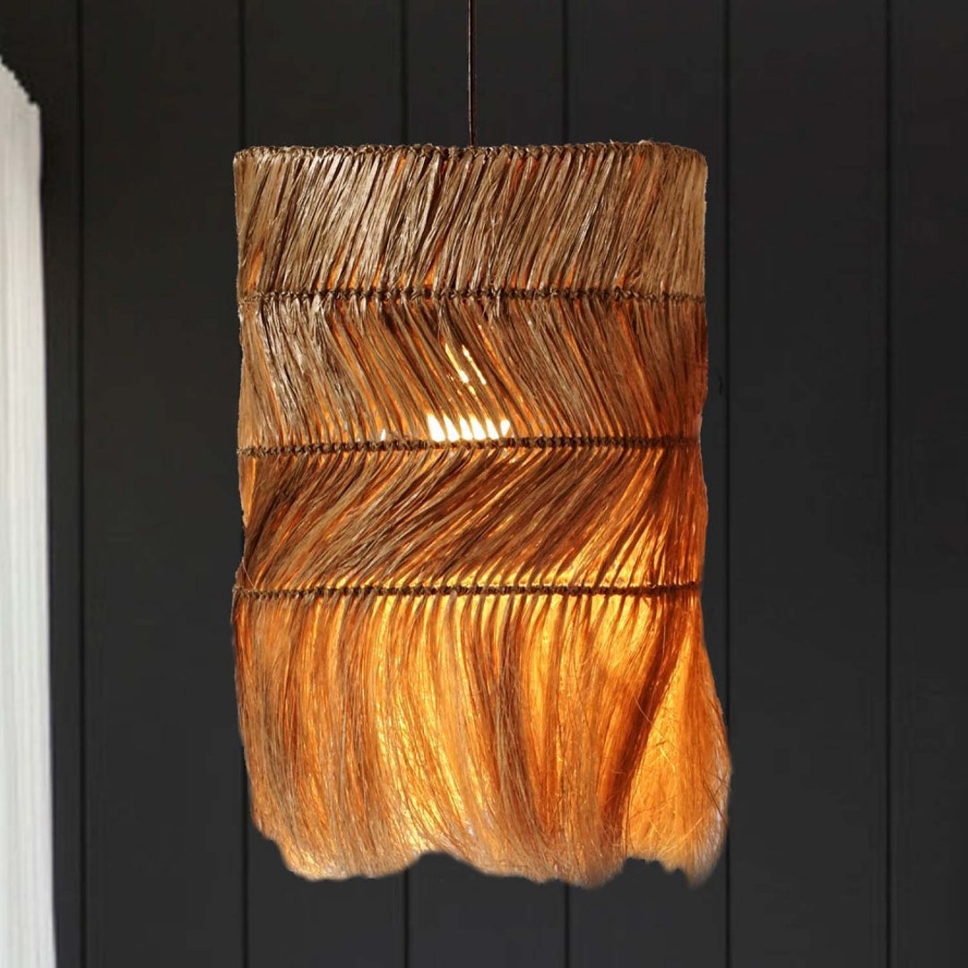 Mediterranean Natural Lamp Palu Ø 30 Cm Made of Abaca Fiber Hand-woven ...