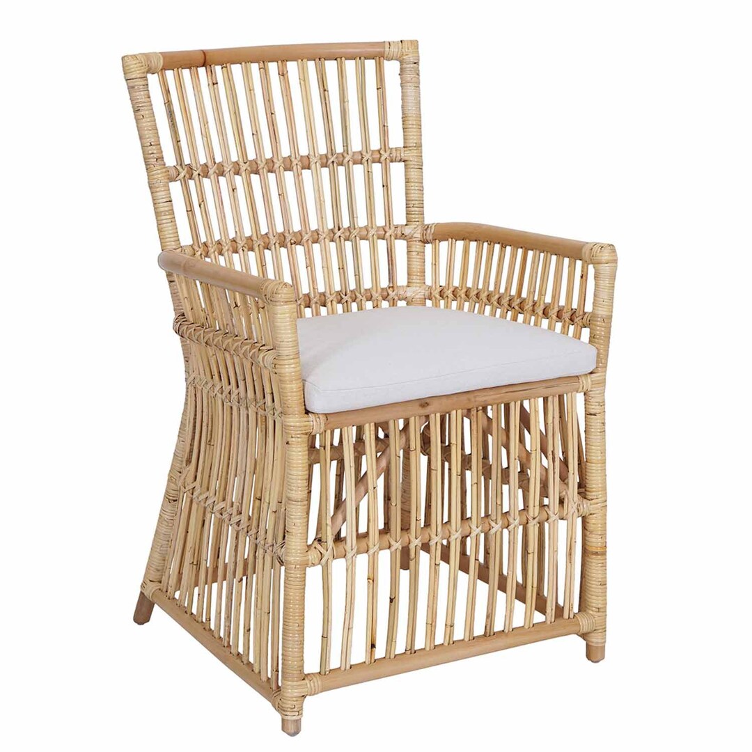 Rattan Armchair Susila Honey With Cushions Retro Chair Dining - Etsy