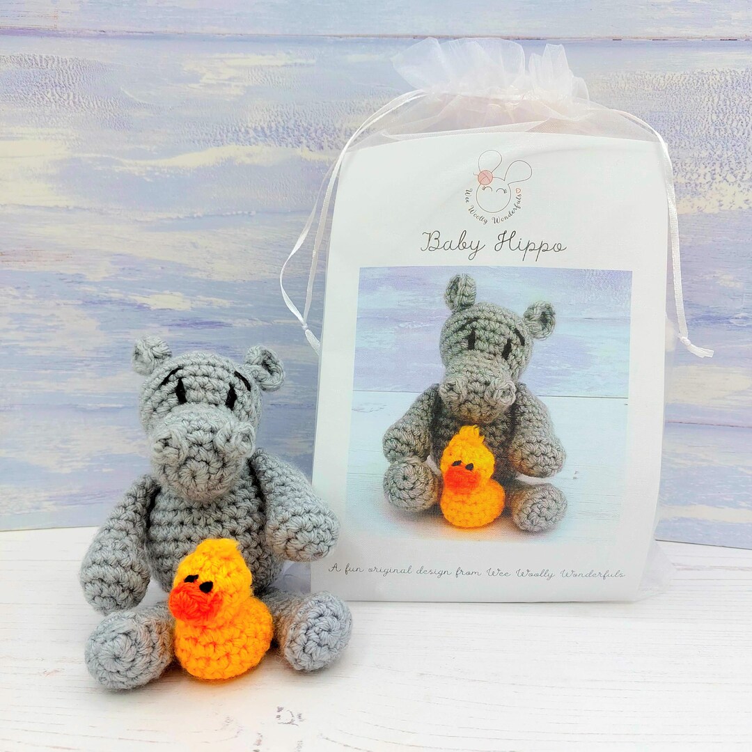Baby Hippo Crochet Kit - Amigurumi Kit - Baby Hippo Crochet Pattern DIY ...