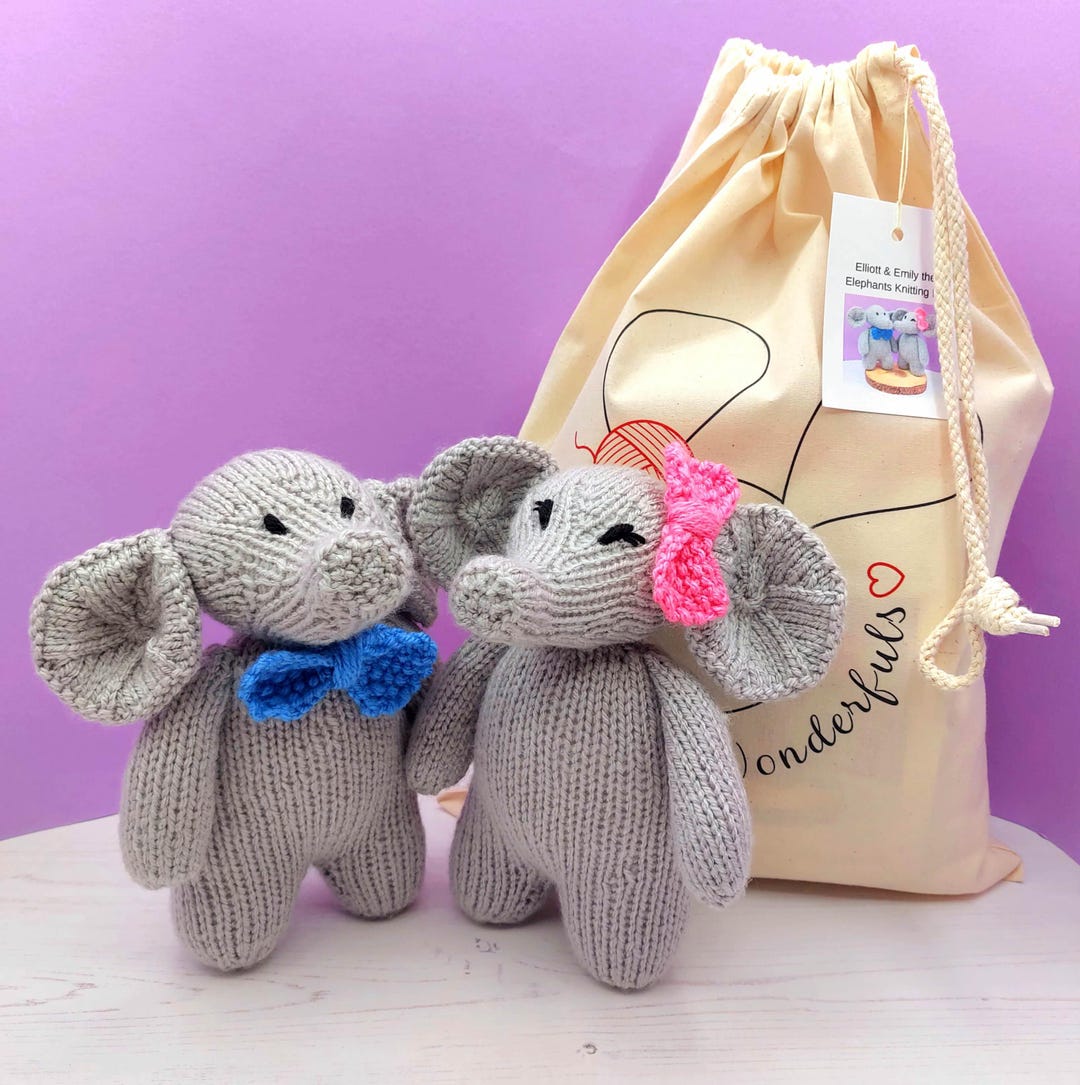 Knitting Kit - Elliott & Emily the Elephants Toy Knitting Kit - Easy ...