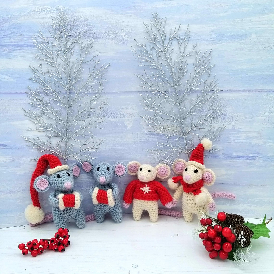 Christmas Mice Crochet Pattern Cute Mouse Pattern PDF - Etsy UK