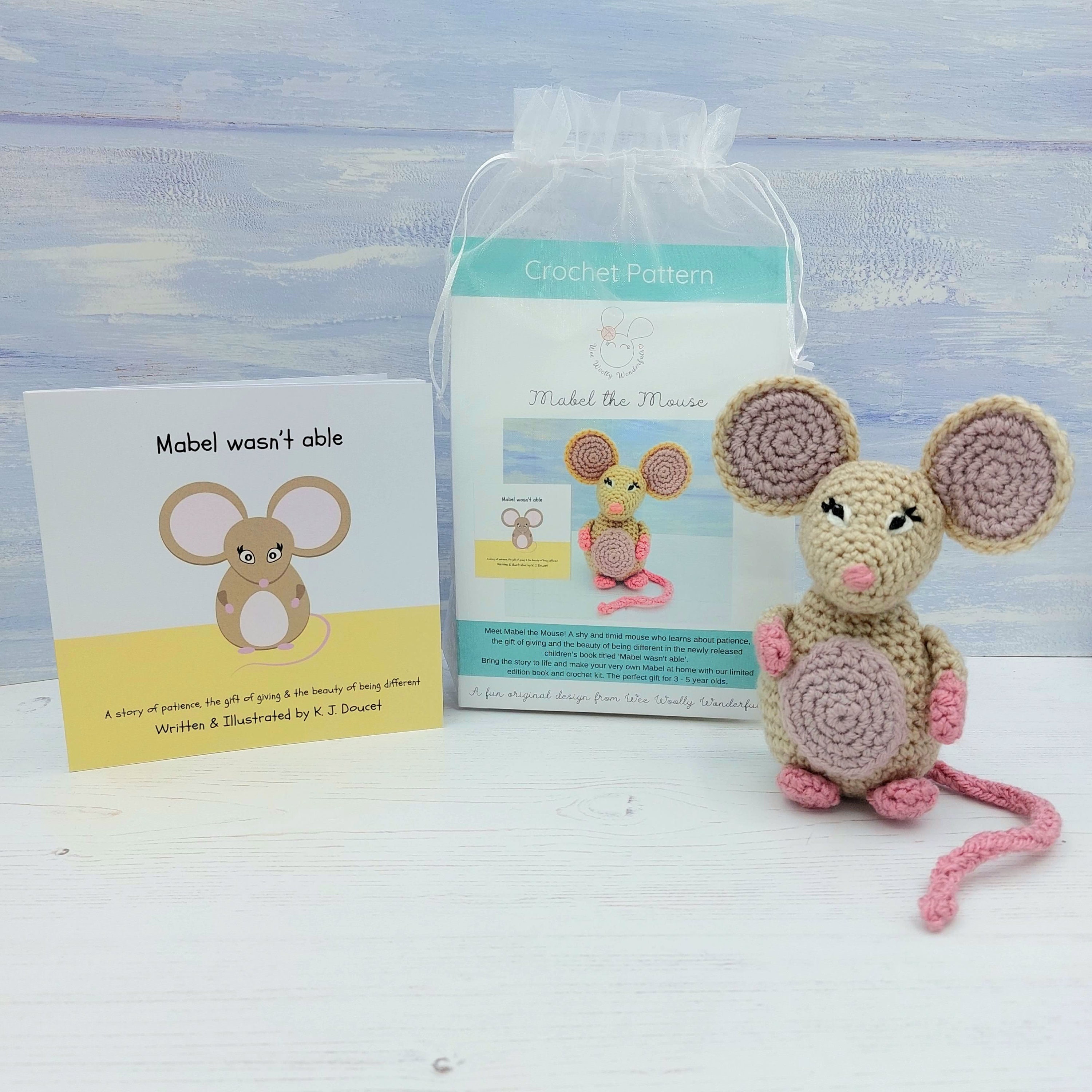 Mabel the Mouse Crochet Kit, Pattern and Book Bundles - Children's Book ...