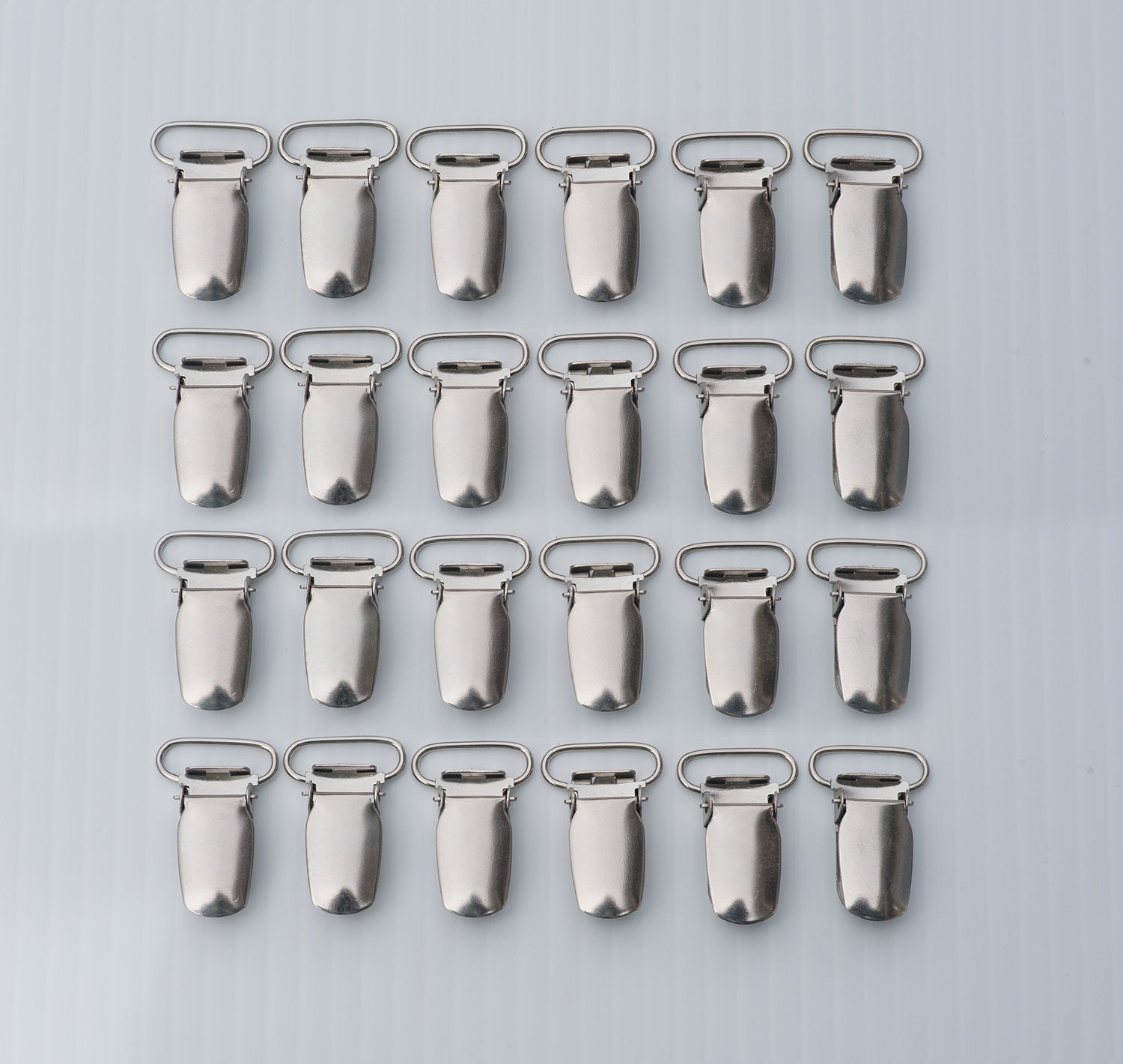 12 or 24 Suspender Clips Steel Suspender Clips Silver ID - Etsy