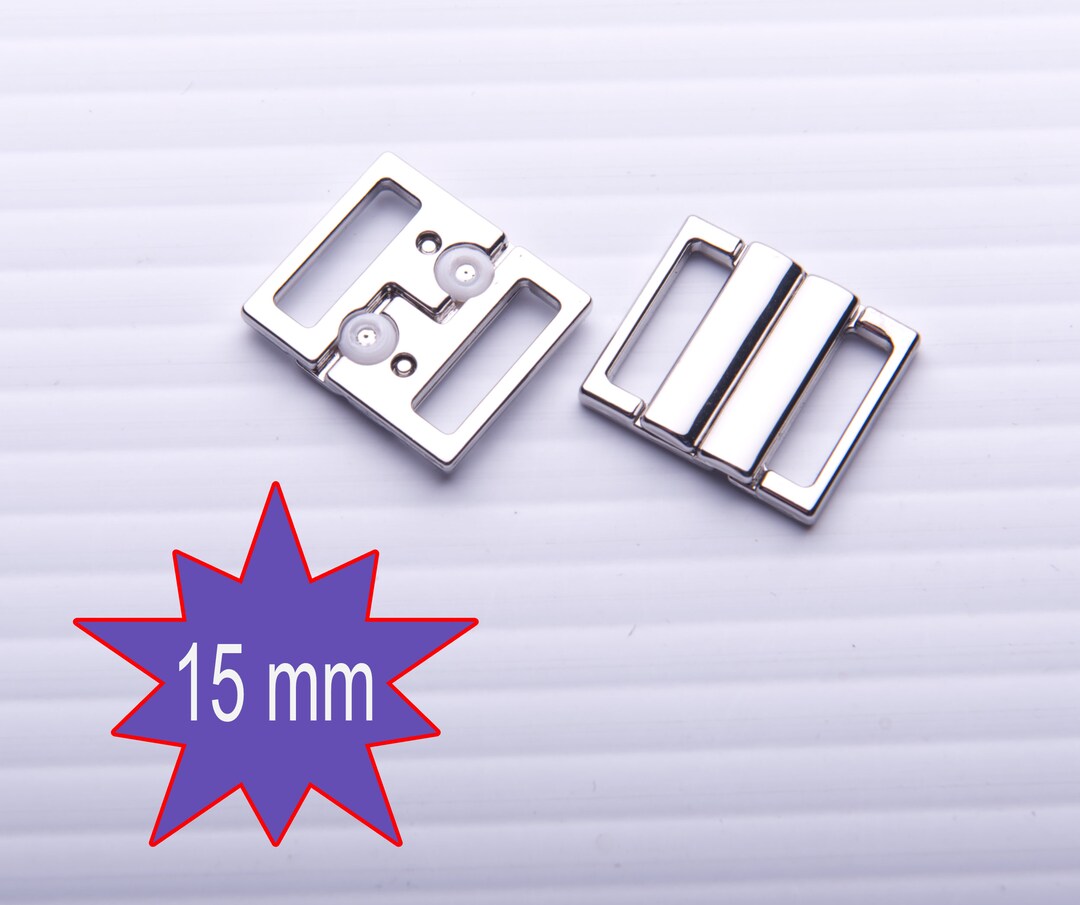 Shiny Silver Bra Buckle Closure, Metal Alloy, 15mm - Etsy