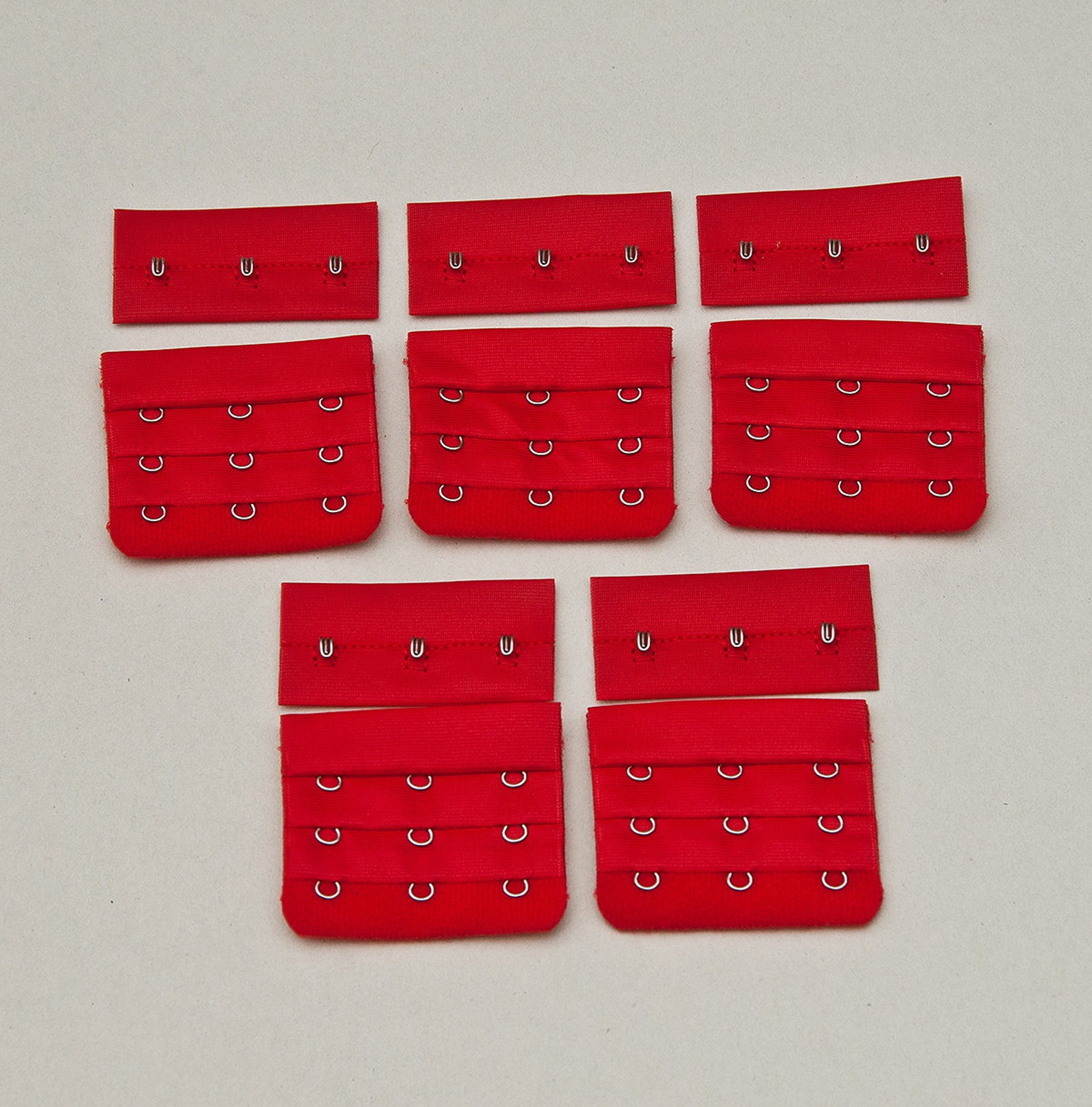 Bra Closure, Hook and Eyes, 3 Rows, 5 Pair, (5 Sets), Sew-in Red Color ...