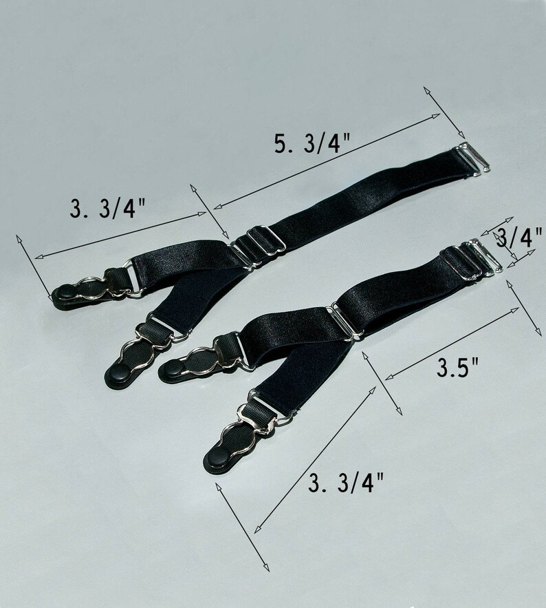 Black Satin Detachable Garters: Adjustable Stocking Clips, Set of 2 - Etsy
