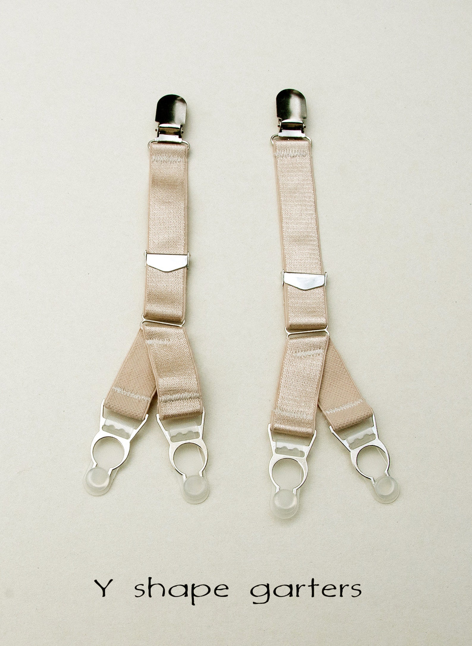Detachable Sand Satin Garters With Stocking Clips, Adjustable Elastic ...