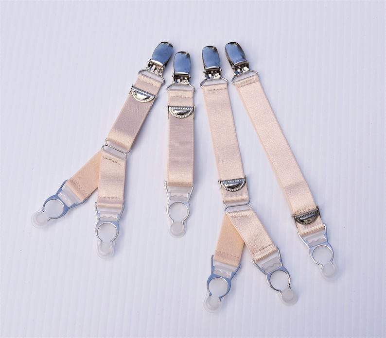 Detachable Sand Satin Garters With Stocking Clips, Adjustable Elastic ...