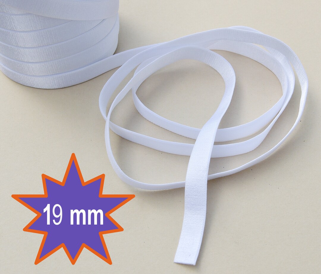 White Satin Plush Elastic: Bra Making Supplies, Latex Free (3/4"/19mm ...