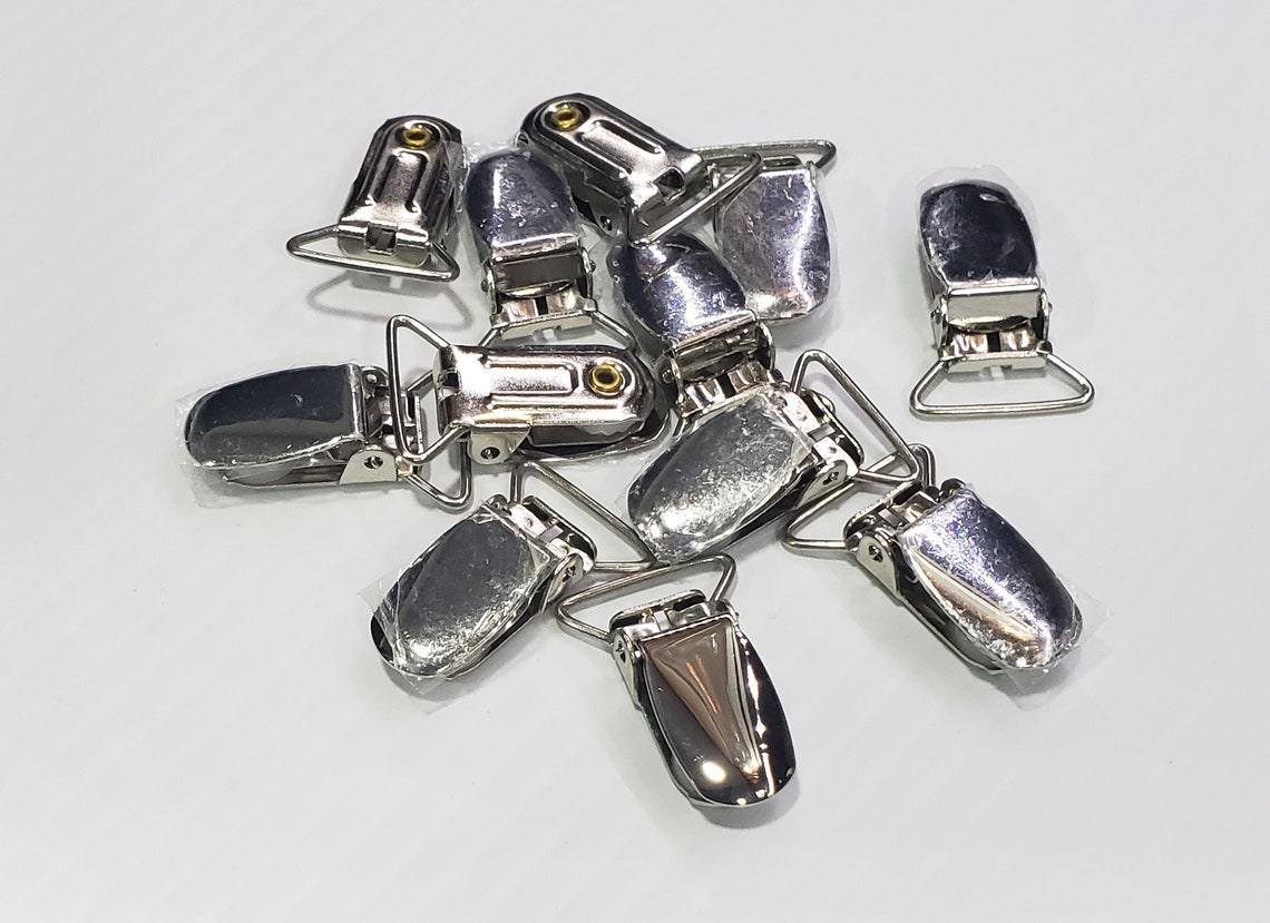 12 or 24 High Quality Suspender Clips NICKEL FREE Silver ID | Etsy