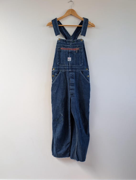 Vintage Denim Overalls – 90s Carpenter Faded Blue Ove… - Gem