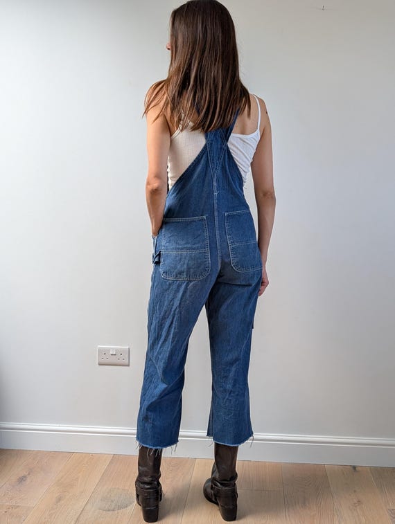 Vintage Denim Overalls – 90s Carpenter Faded Blue Ove… - Gem