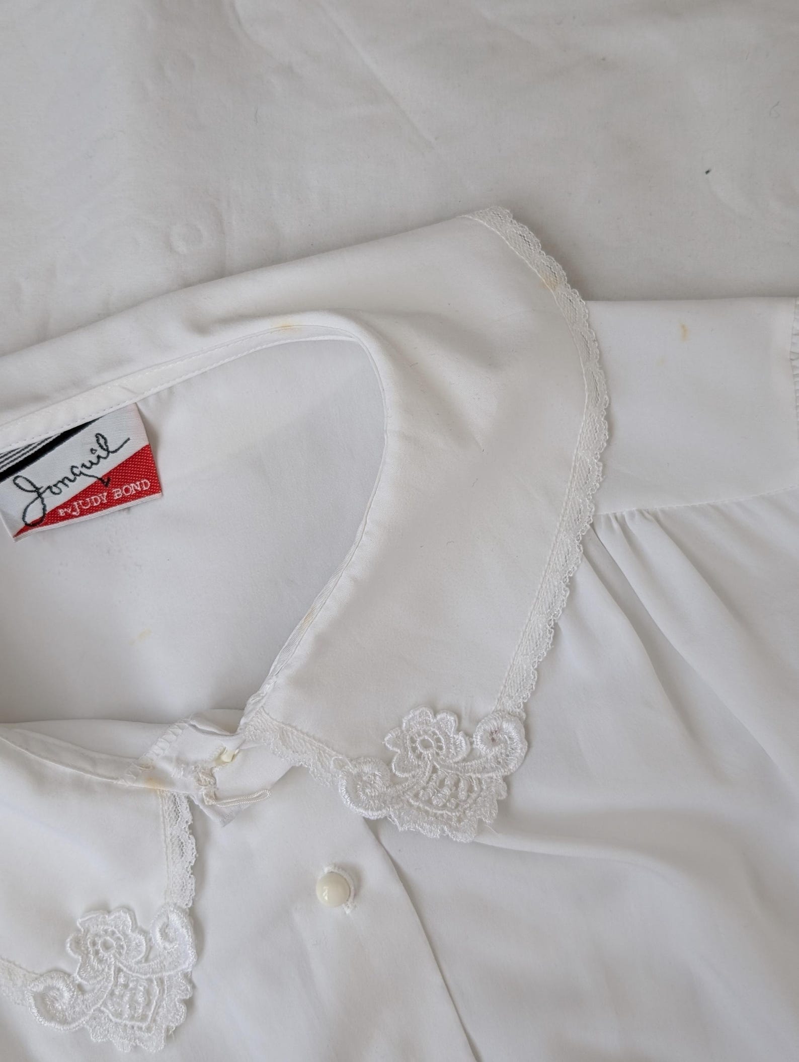 Vintage White Platter Collar Blouse for Women, Elegant Long Sleeve Top ...