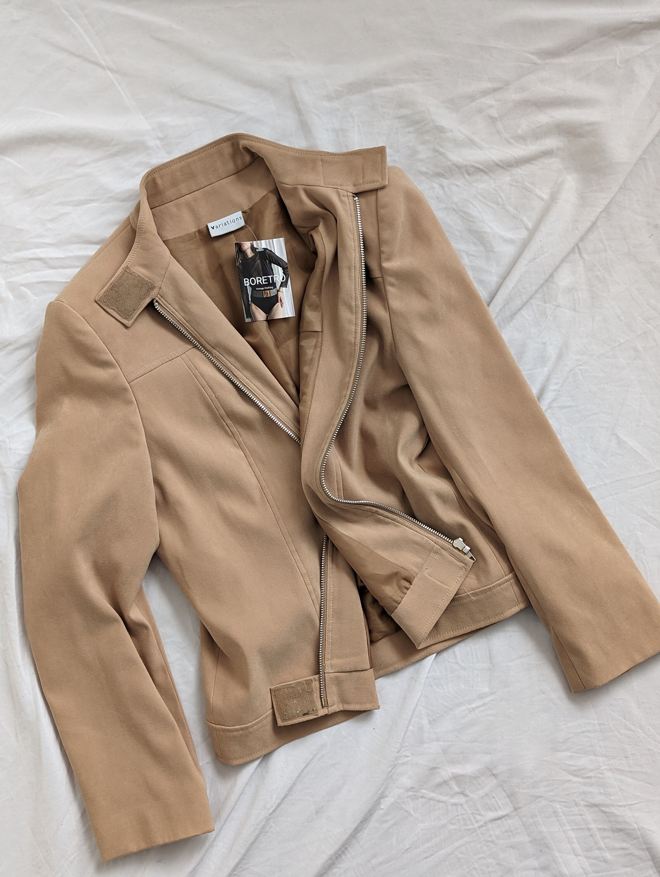 Vintage Tan Cropped Zip Jacket With Collar - Etsy Sweden