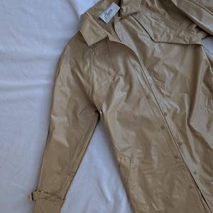 1980s Beige Long PVC Trench Coat | Unique Vintage Rain Jacket, Retro ...